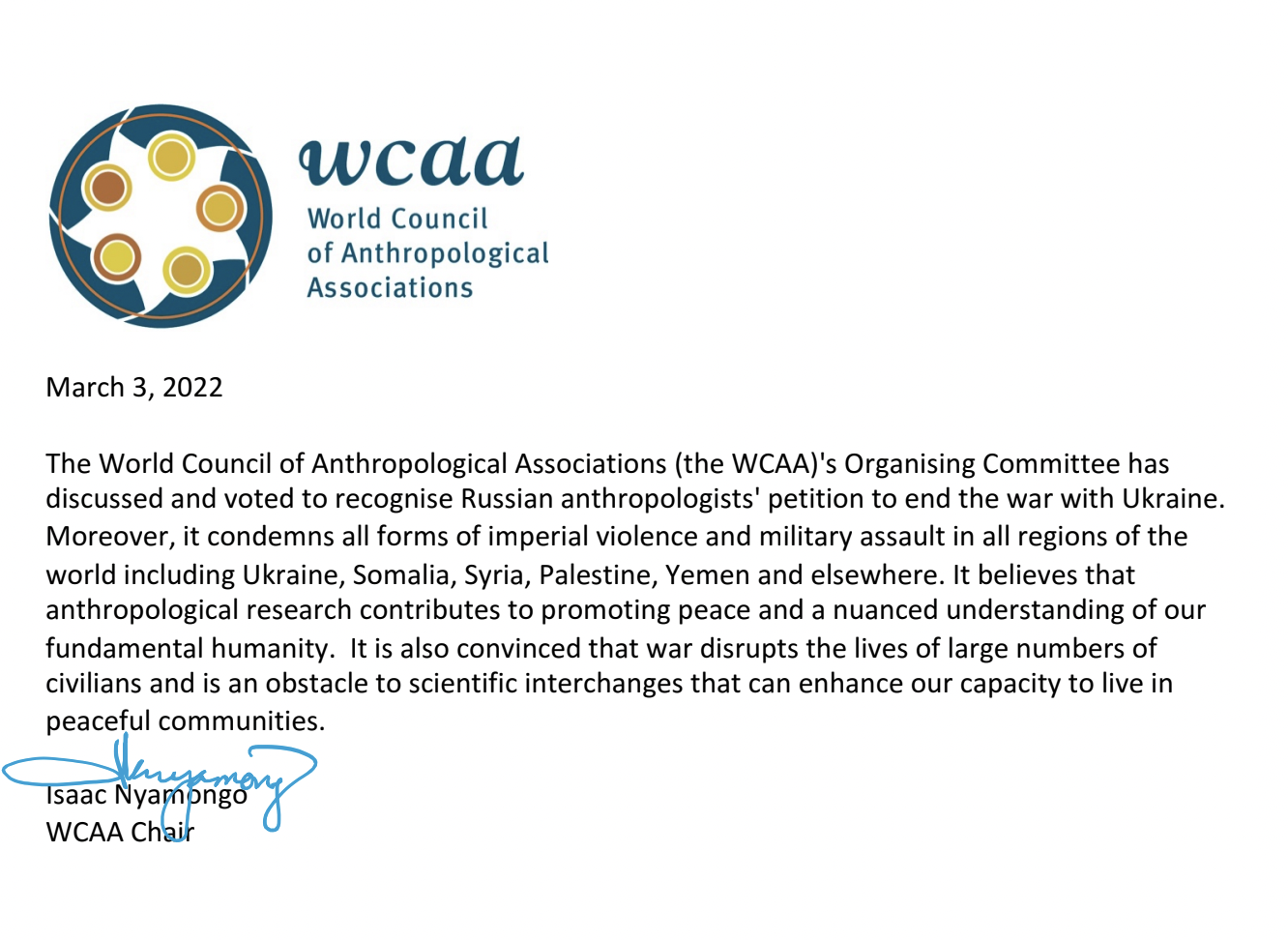 World Council of Anthropological Associations (WCAA) Statement of the ...